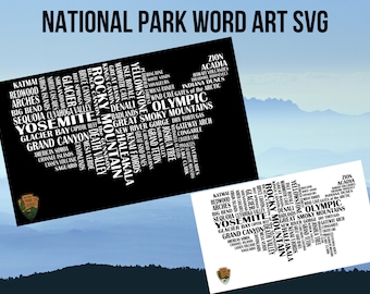 National Park Word Art Map SVG: All 63 Parks (digital Download) - Etsy