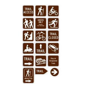 Trail Sign Recreation Symbols Brown White SVG PNG Bundle, NPS Hike Svg ...