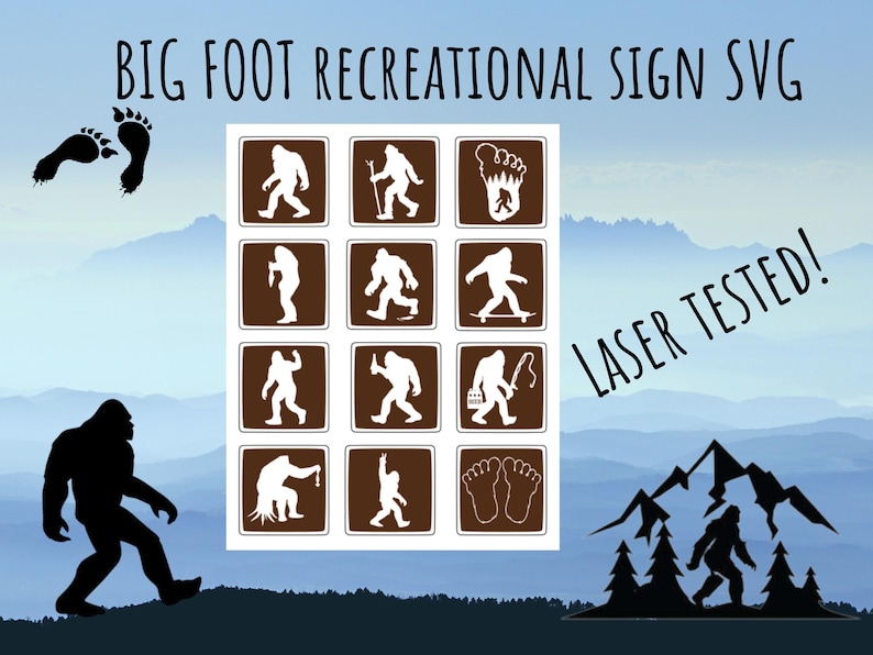 BIG FOOT Recreation Symbols Brown White Svg Bundle, NPS Hike Svg ...