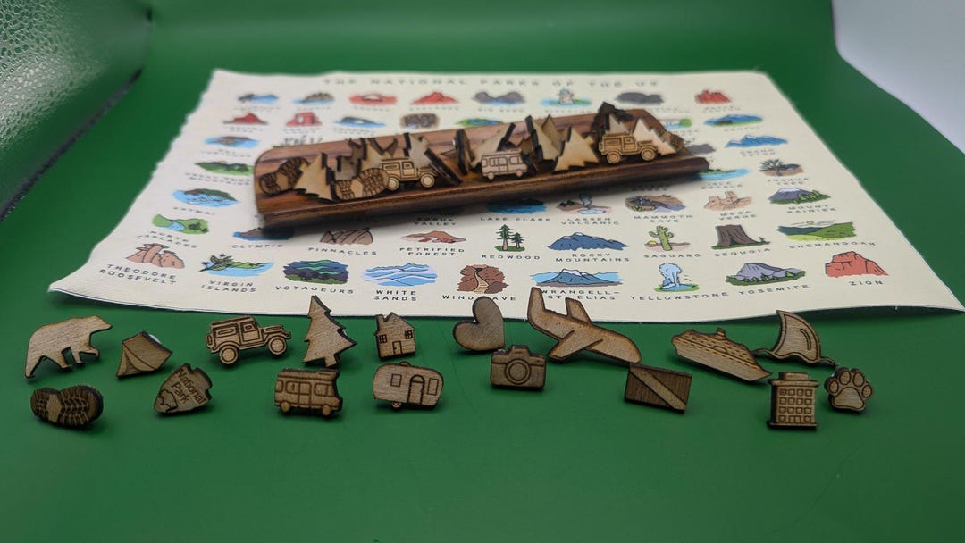 Wooden Pine Tree Pins, Boot Map Push Pins, National Park Pins, Camper ...