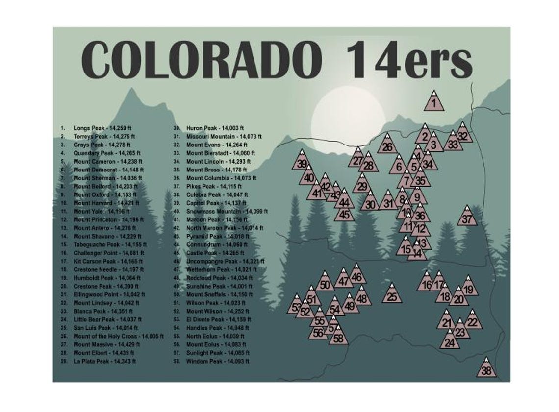 Printable Colorado Fourteener Map, Colorado 14er List, Colorado 14ers ...