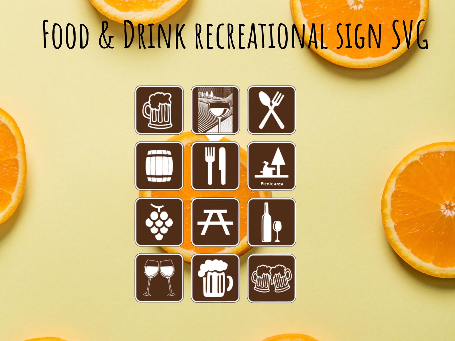 Recreation Symbols Brown White SVG Bundle, NPS Campground Food Drink ...