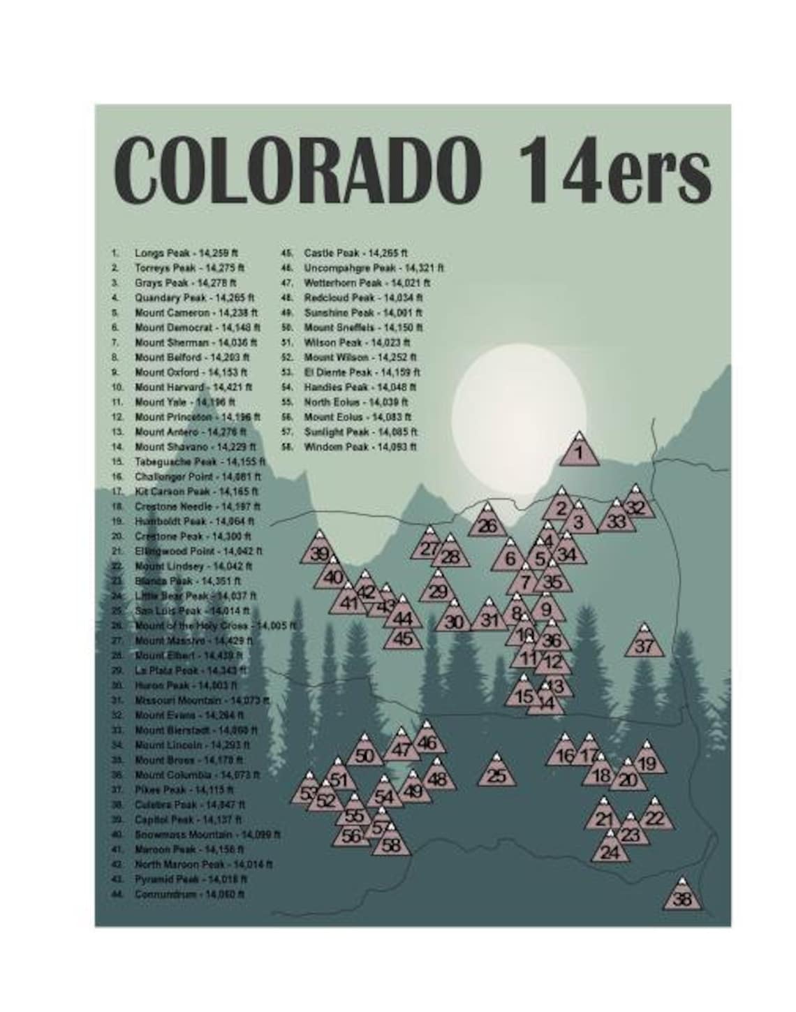 Printable Colorado Fourteener Map, Colorado 14er List, Colorado 14ers ...