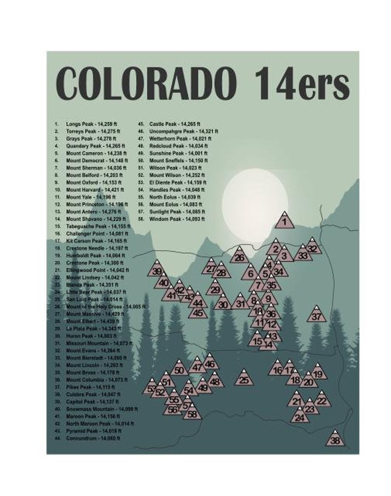 Printable Colorado Fourteener Map, Colorado 14er List, Colorado 14ers ...