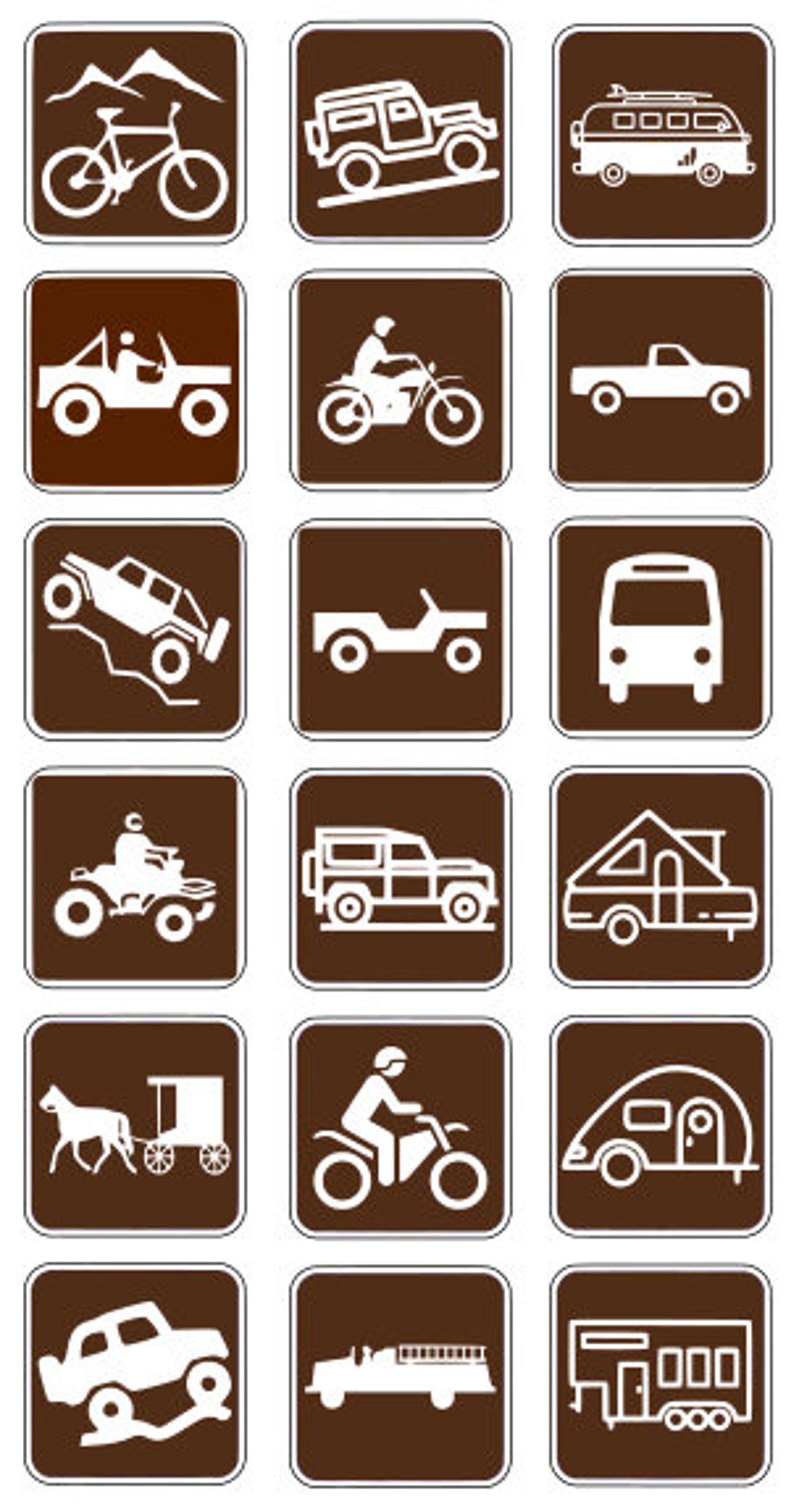 VEHICLE Recreation Symbols Brown White SVG Bundle NPS Hike - Etsy