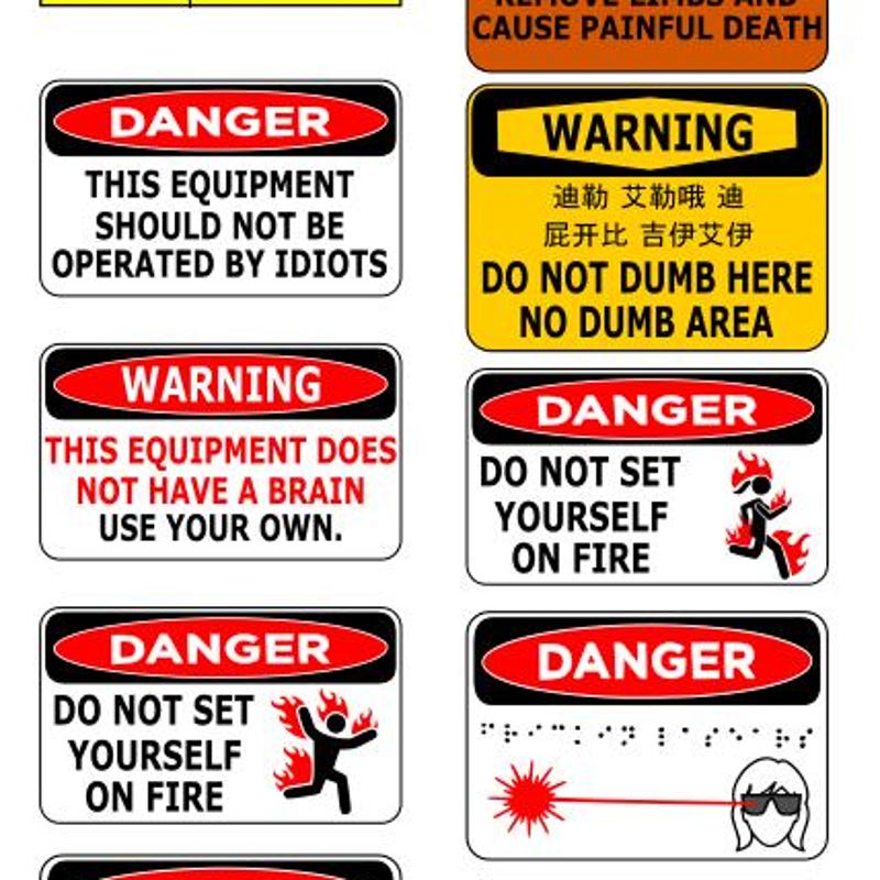 Humorous Warning Labels - Etsy