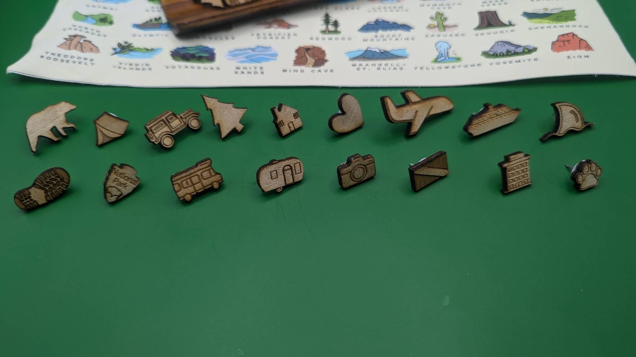 Wooden Pine Tree Pins, Boot Map Push Pins, National Park Pins, Camper ...