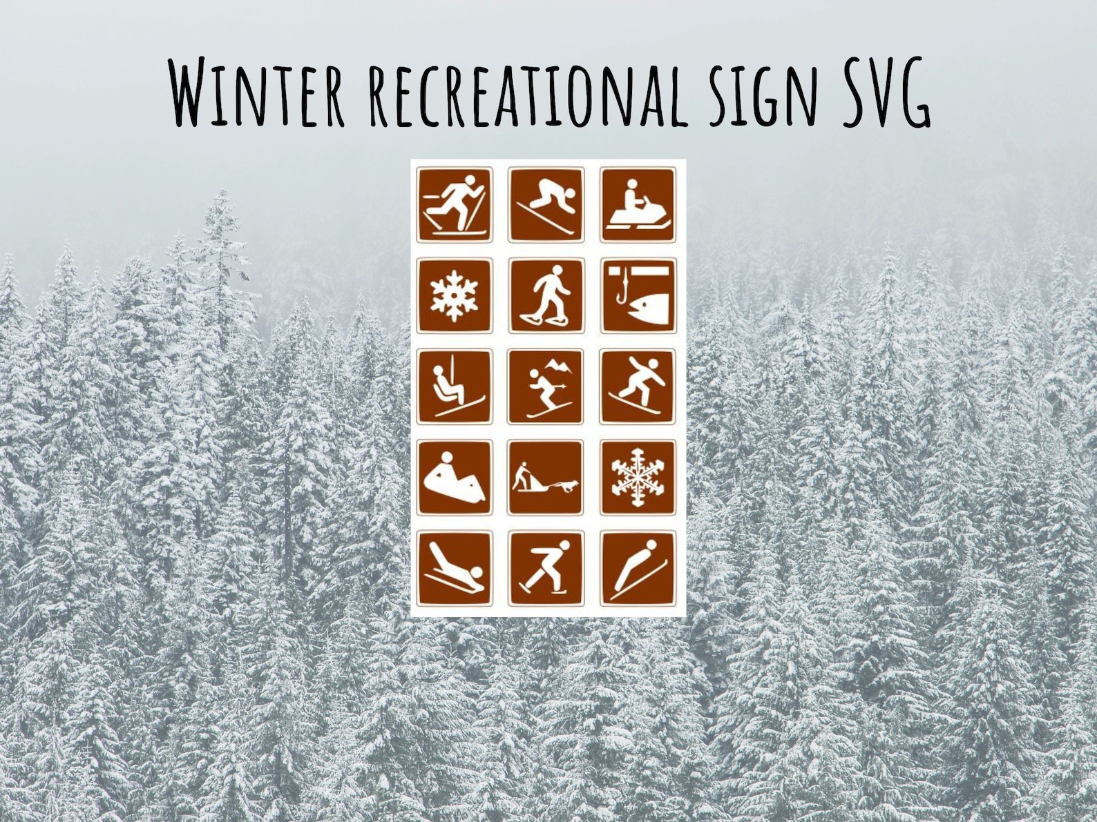 WINTER Recreation Symbols Brown White SVG Bundle, NPS Hike Svg, Hiking ...