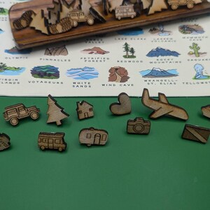 Wooden Pine Tree Pins, Boot Map Push Pins, National Park Pins, Camper ...