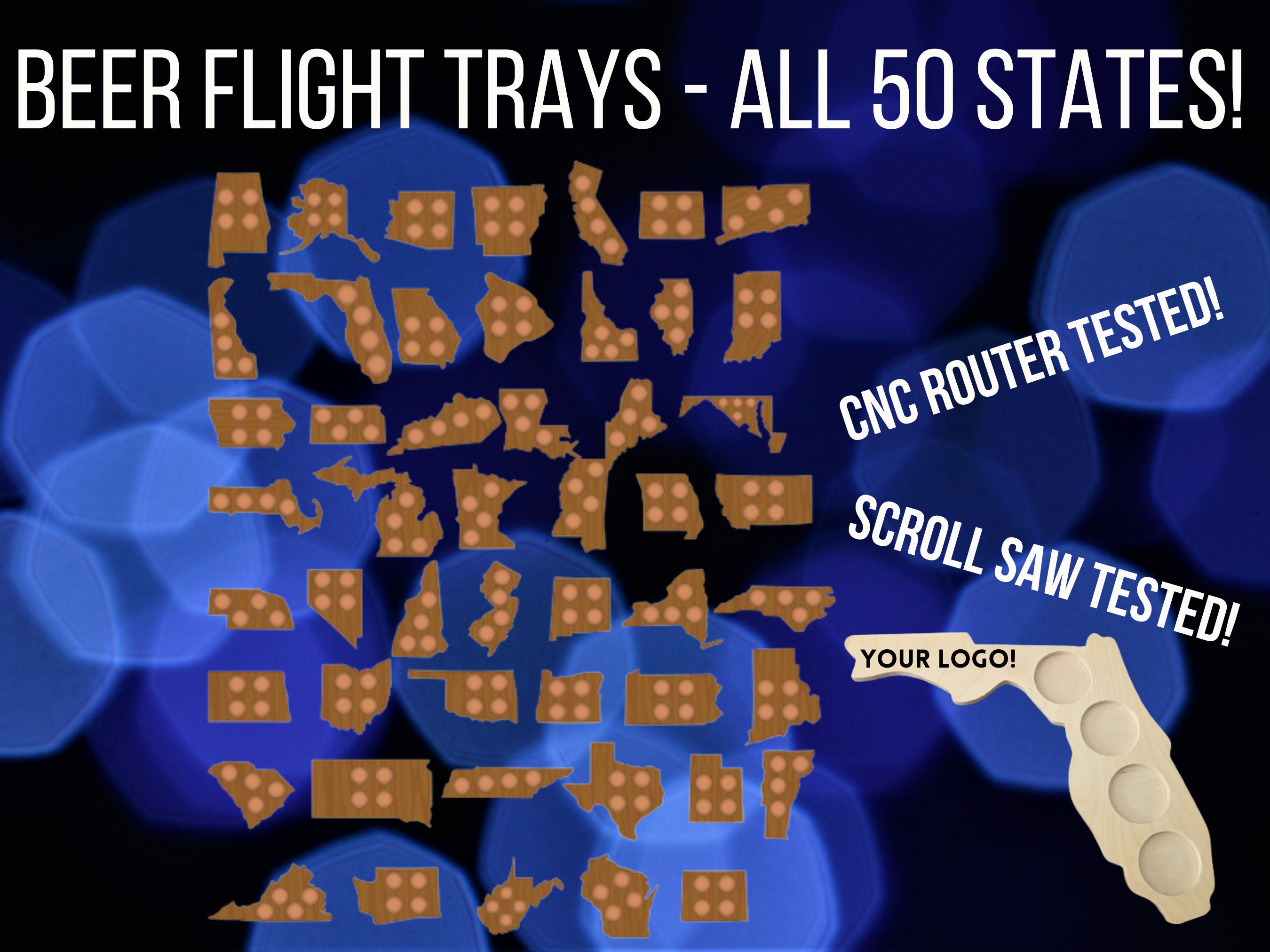 Beer Flight Tray Files For All 50 States Beer Serving Tray In Shapes Of All States Svg Dxf