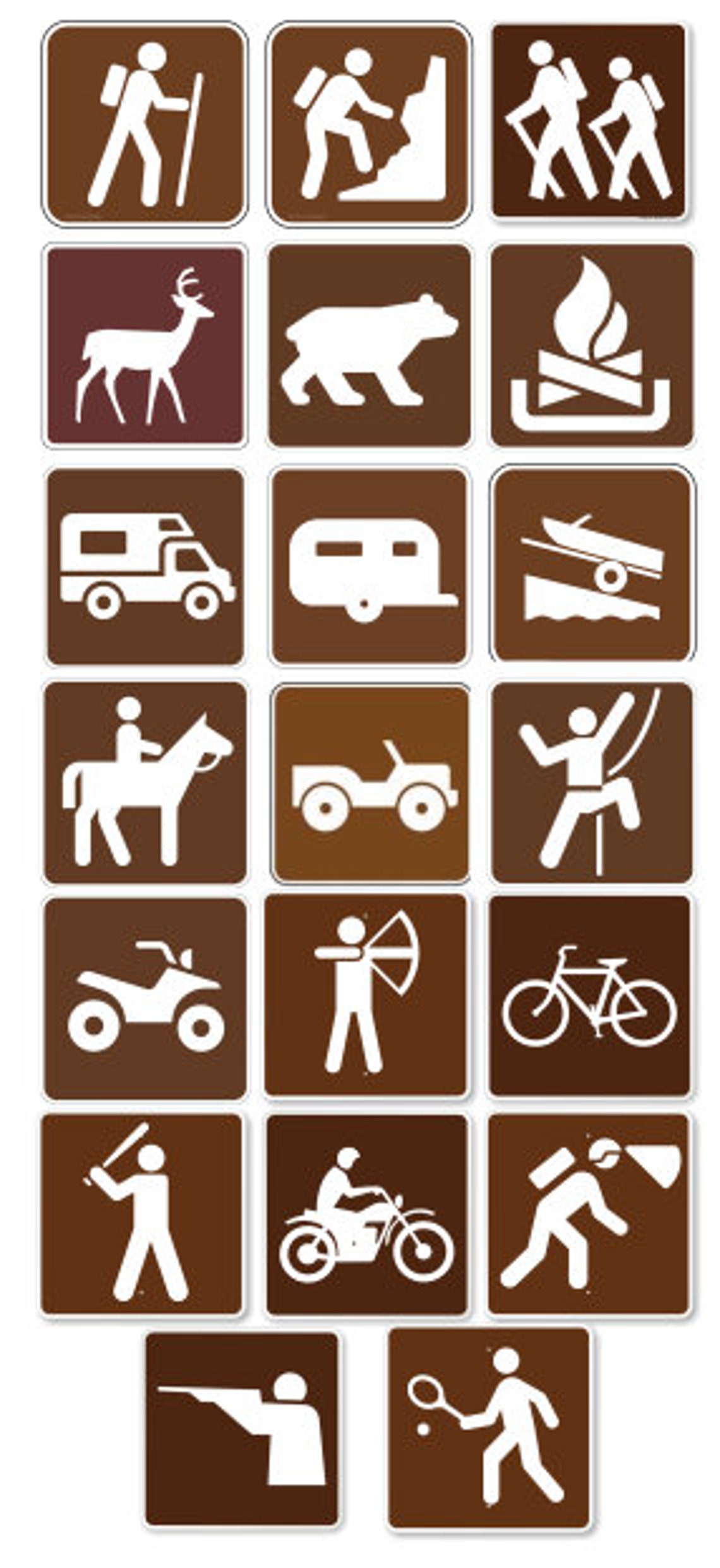 Recreation Symbols Brown White SVG Bundle NPS Hike SVG - Etsy Canada