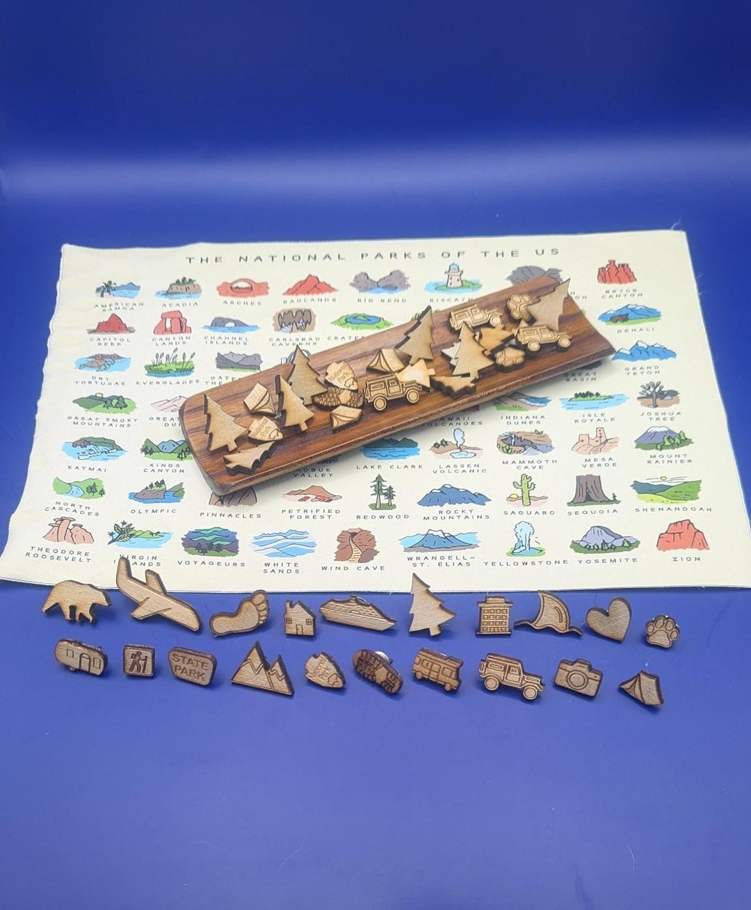 Wooden Pine Tree Pins, Boot Map Push Pins, National Park Pins, Camper ...