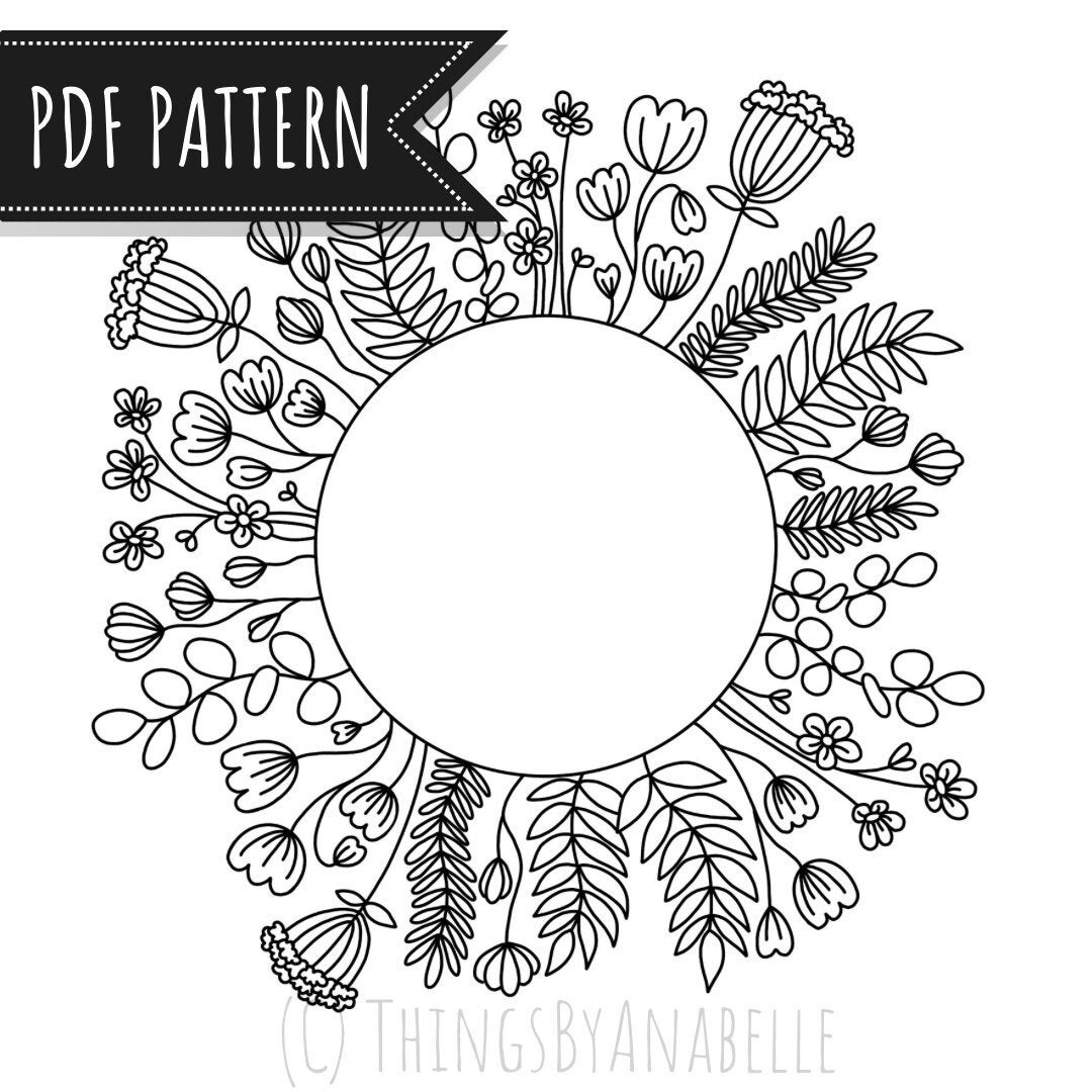TEMPLATE Embroidery Frame, Border, Ring, Circle, Floral Pattern ...