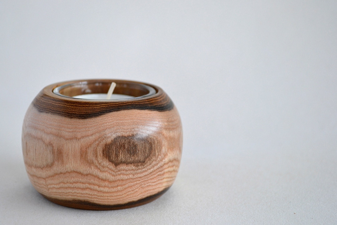 Wooden Tea Light Candle Holder Hand Turned LABURNUM Tea Light Candle ...