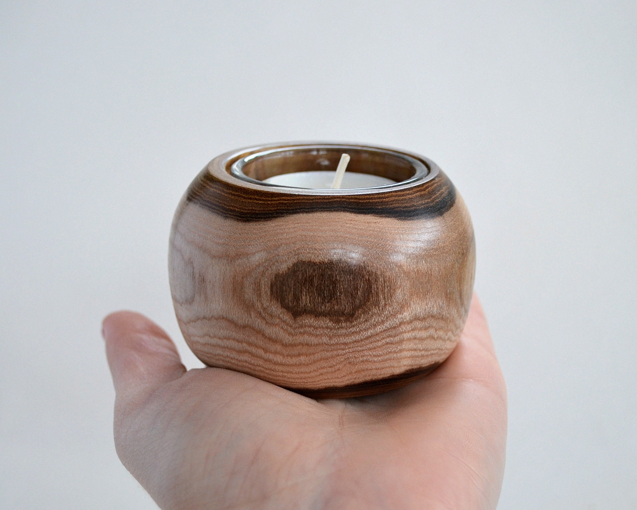 Wooden Tea Light Candle Holder Hand Turned LABURNUM Tea | Etsy
