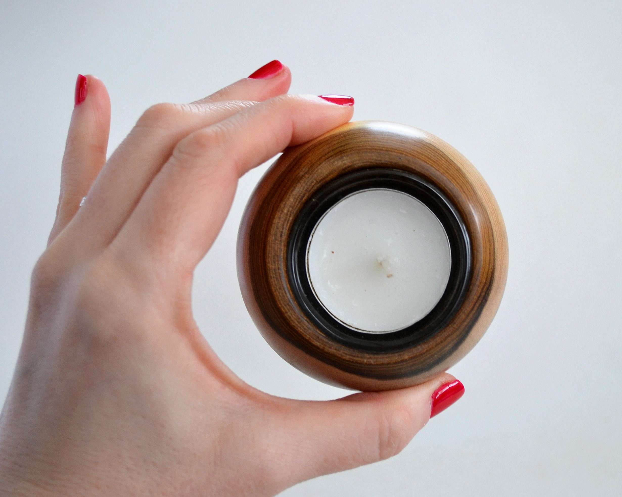 Wooden Tea Light Candle Holder Hand Turned LABURNUM Tea | Etsy