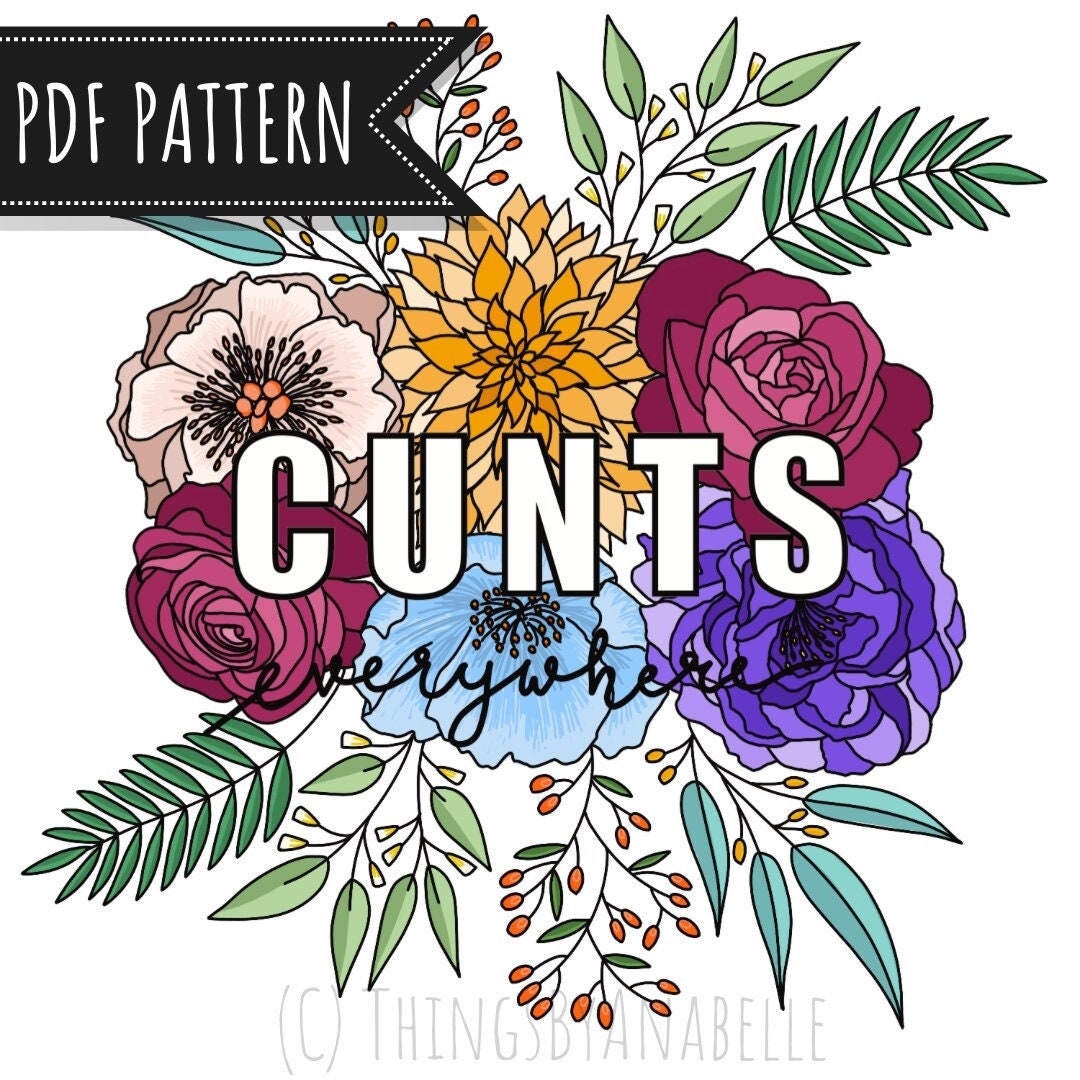 TEMPLATE Embroidery Expletive Swearing Floral Pattern Template ...