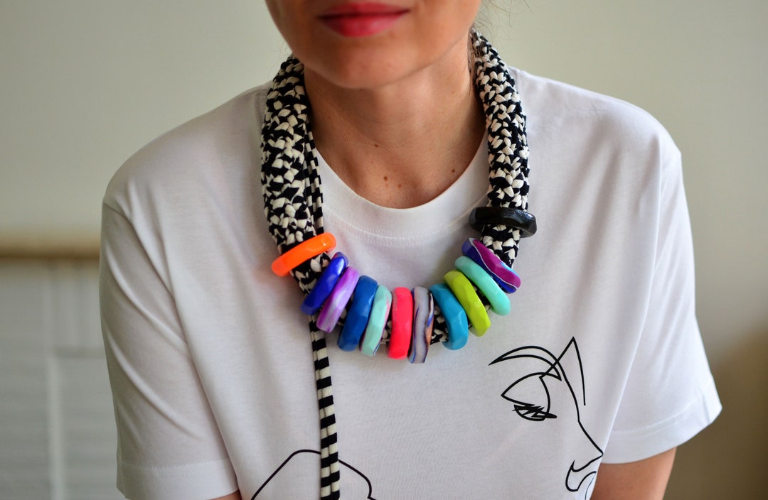 Statement Necklace, Unique Necklace, Colorful Necklace, Funky Necklace ...