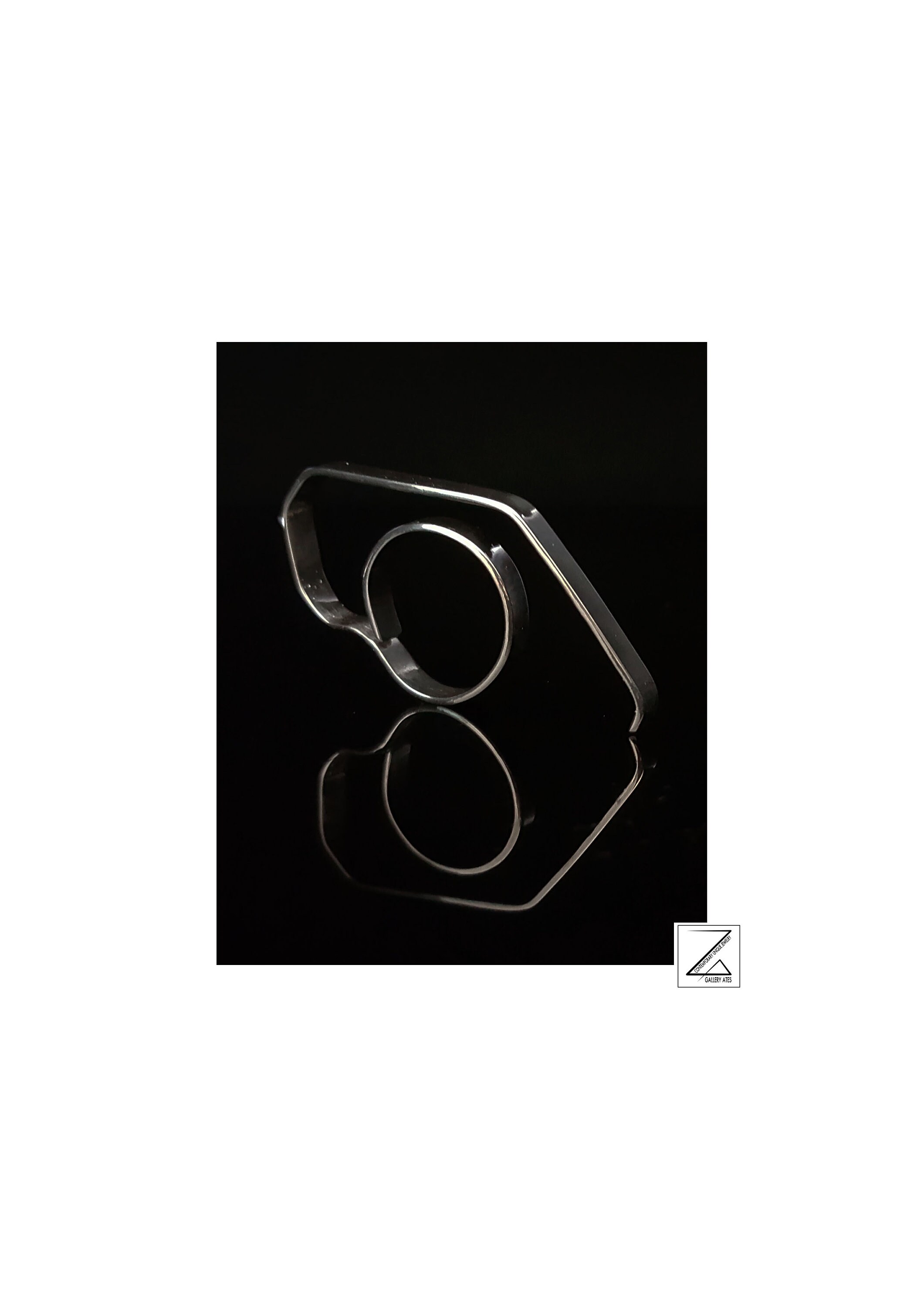 Modern Minimalist Architectural Ring, Adjustable Band Open Ring ...