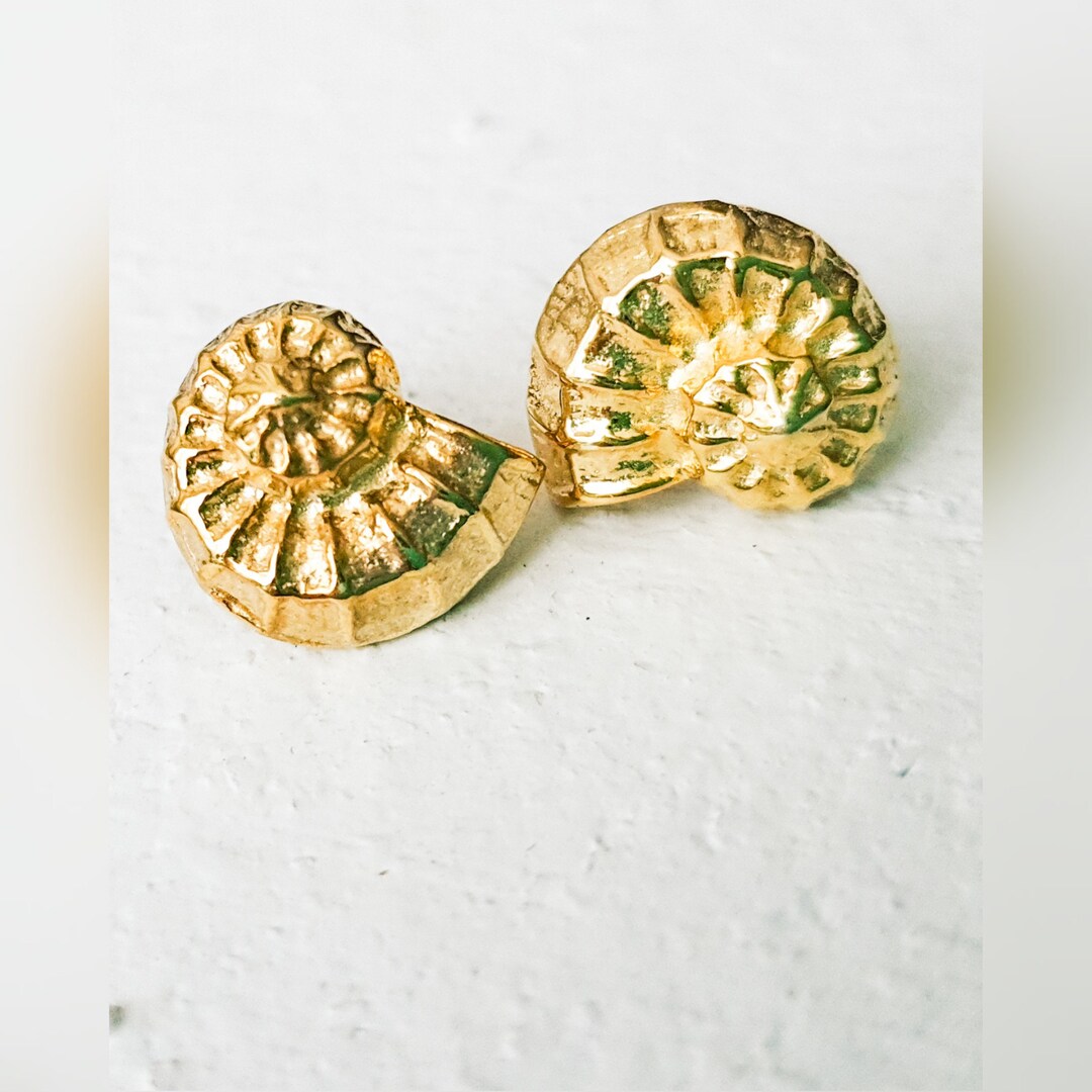 Gold Nautilus Shell Earrings, Sterling Silver Studs, Beach Wedding ...