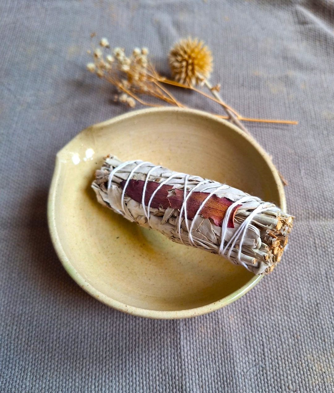 Sage Green Ceramic Smudge Pot and White Sage Smudge Stick - Etsy