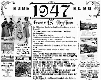 Year 1947 Poster - Etsy