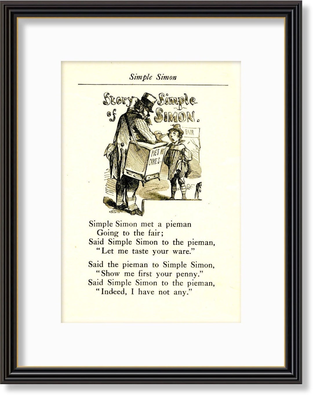 Story of Simple Simon, Traditional Nursery Rhyme 1890 Illustration ...