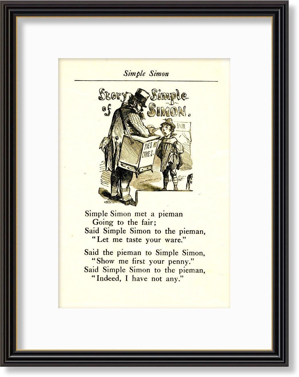 Story of Simple Simon, Traditional Nursery Rhyme 1890 Illustration ...