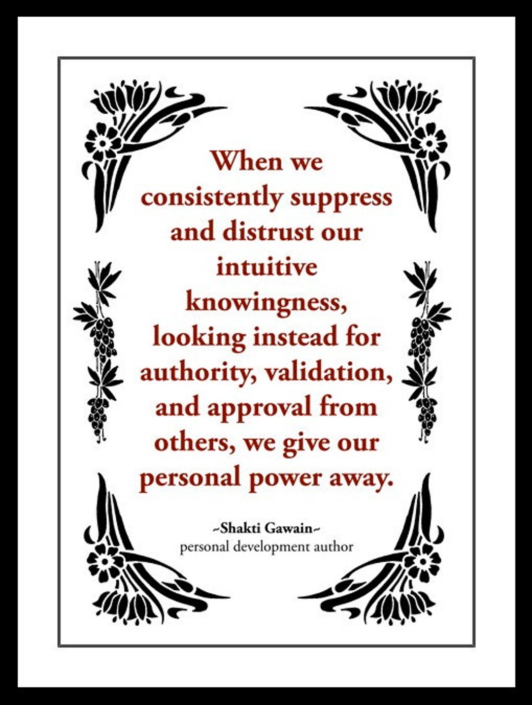 Shakti Gawain Quotation on Intuition & Personal Power, Poster Print - Etsy