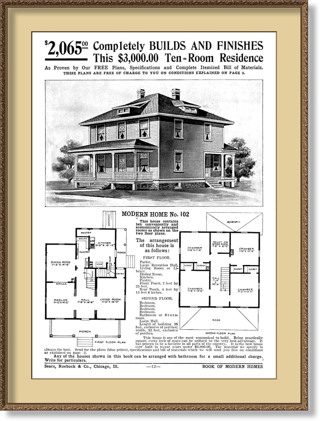 Sears #102 Home 1910, This House Contains 10 Conveniently ...