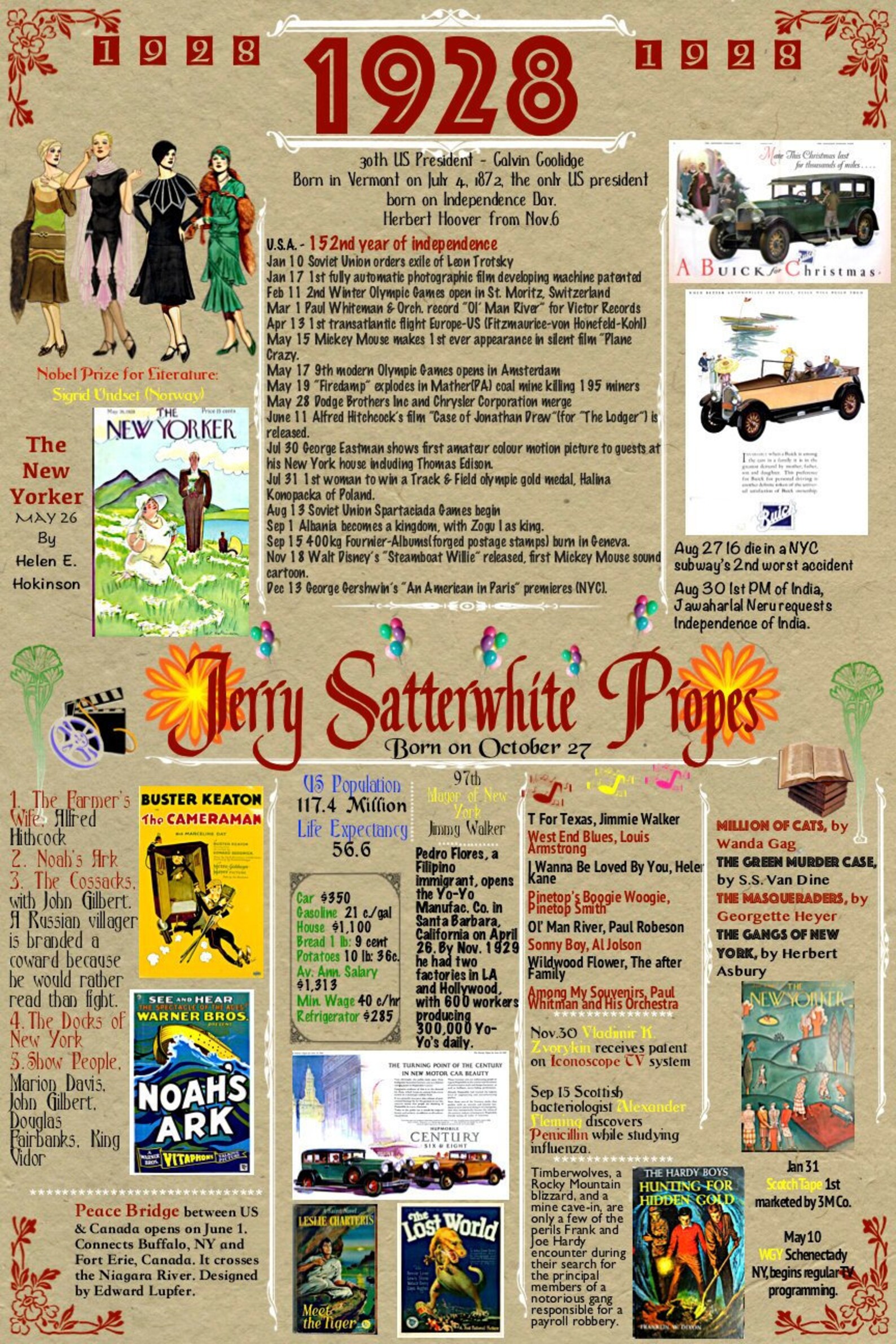 1928 Birthday Poster, 94-95 Year Old, Born 1928, Background Options ...