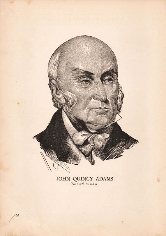 John Quincy Adams, the 6th President of USA, 1933 Portrait Reproduction ...