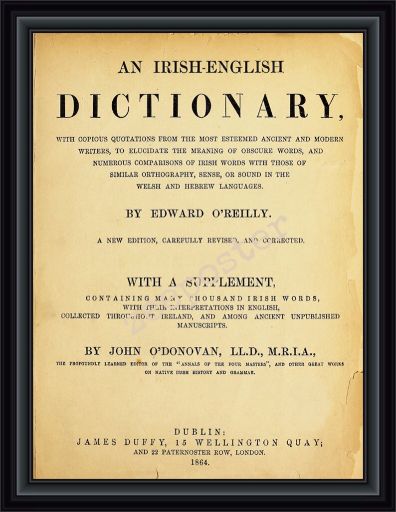 Title Page POSTER of Irish English 1864 Dictionary 1864 Poster PRINT - Etsy