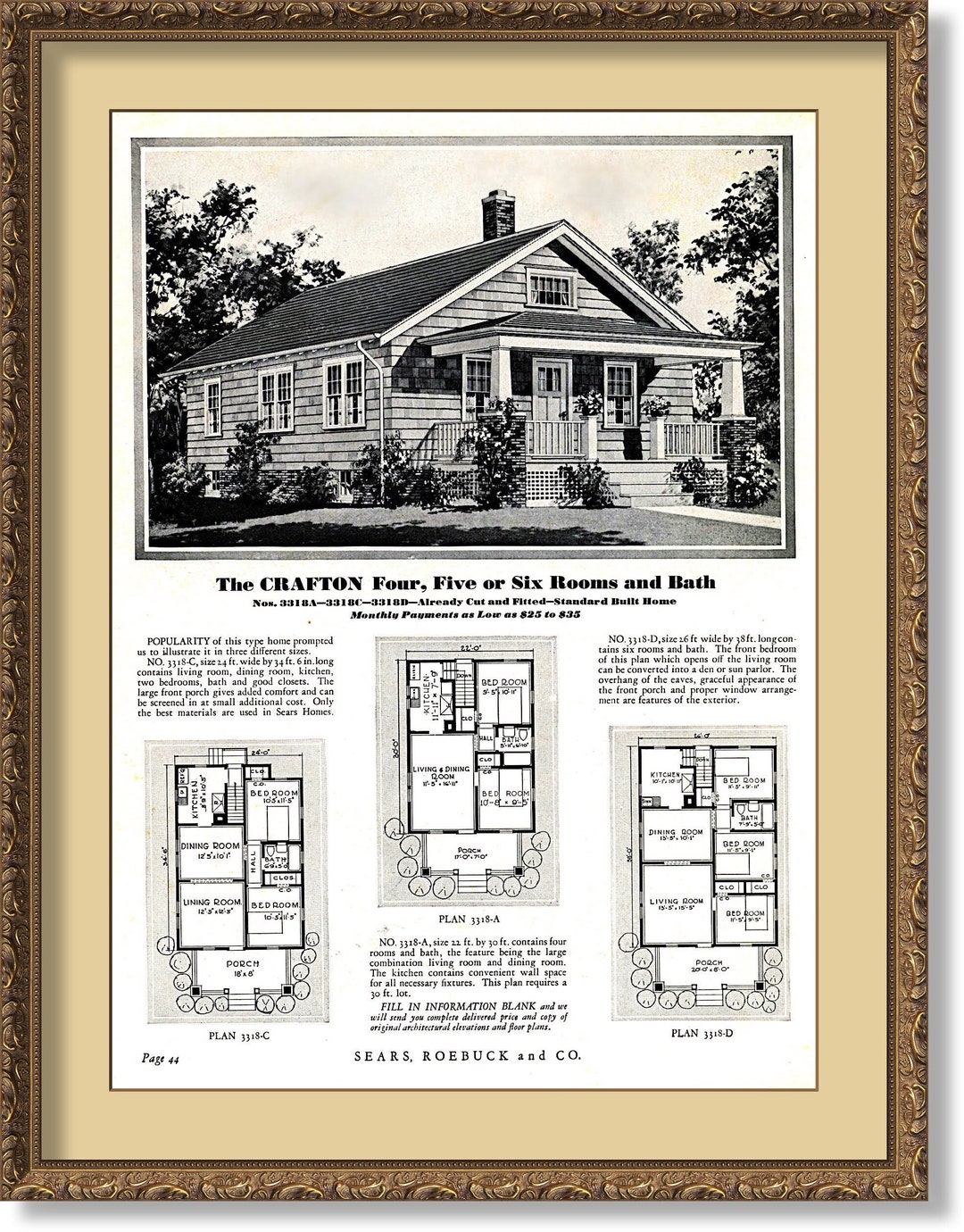 Sears CRAFTON 1932 Home, 4-6 Rooms, Graceful Appearance of the Front ...