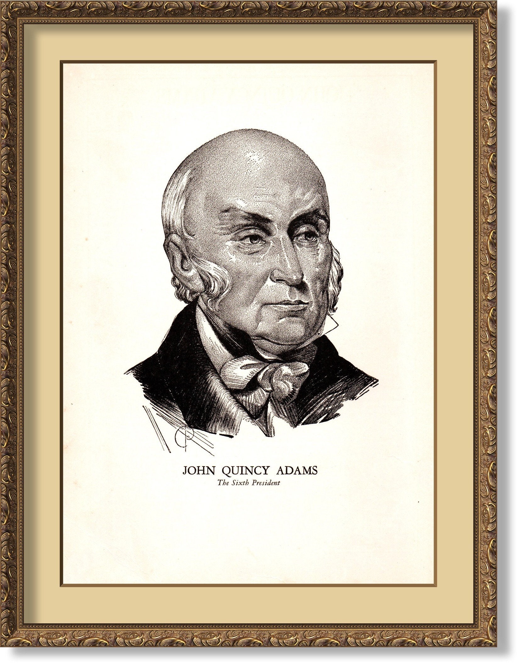John Quincy Adams, the 6th President of USA, 1933 Portrait Reproduction ...