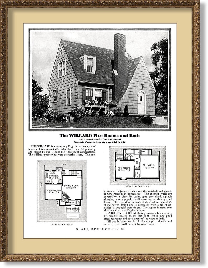 Sears WILLARD 1932 Two-story 5 Room English Cottage, Remarkable Value, Projection at the Front ...