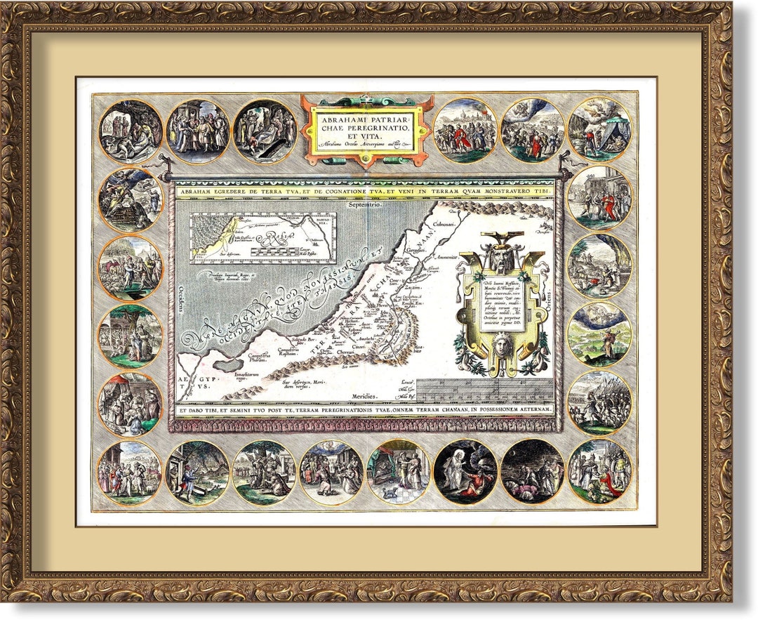 Patriarch ABRAHAM, Journeys and Life, 1586 Map of 22 Major Points and ...