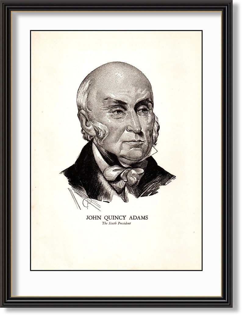 John Quincy Adams, the 6th President of USA, 1933 Portrait Reproduction ...