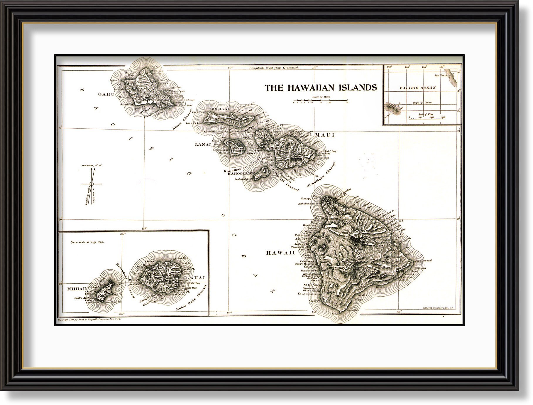 Hawaii Islands 1898 Map Hawaii Oahu Maui Kauhai Niihau - Etsy