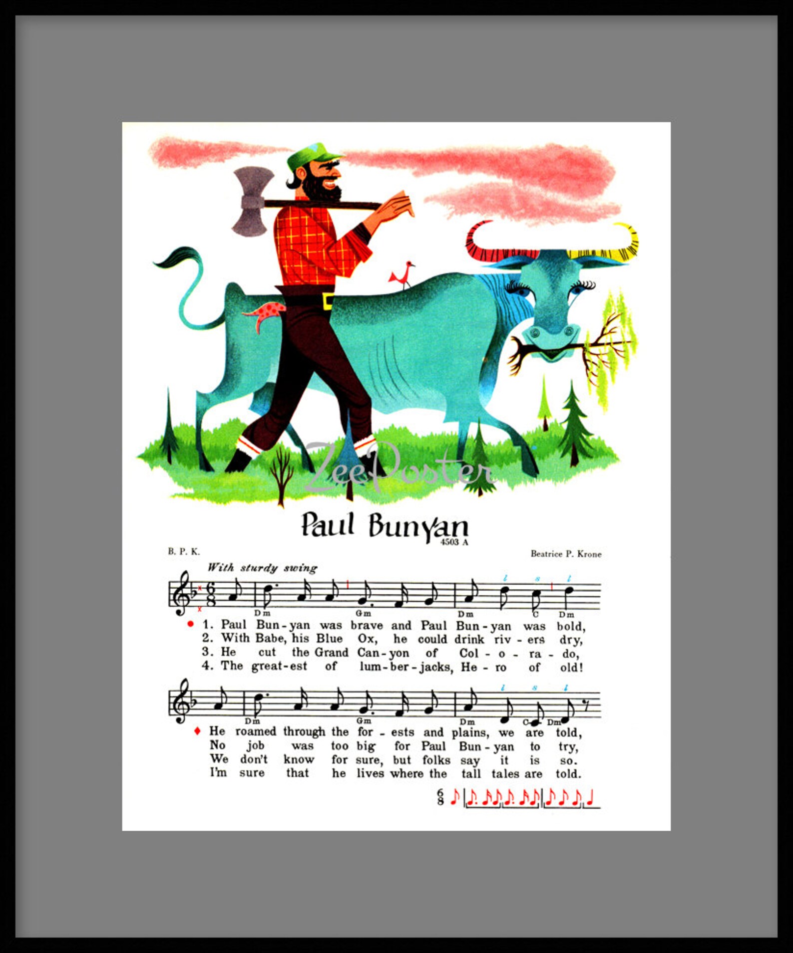 Paul Bunyan Lumberjack, POSTER Print, Canadian American Folklore Hero ...