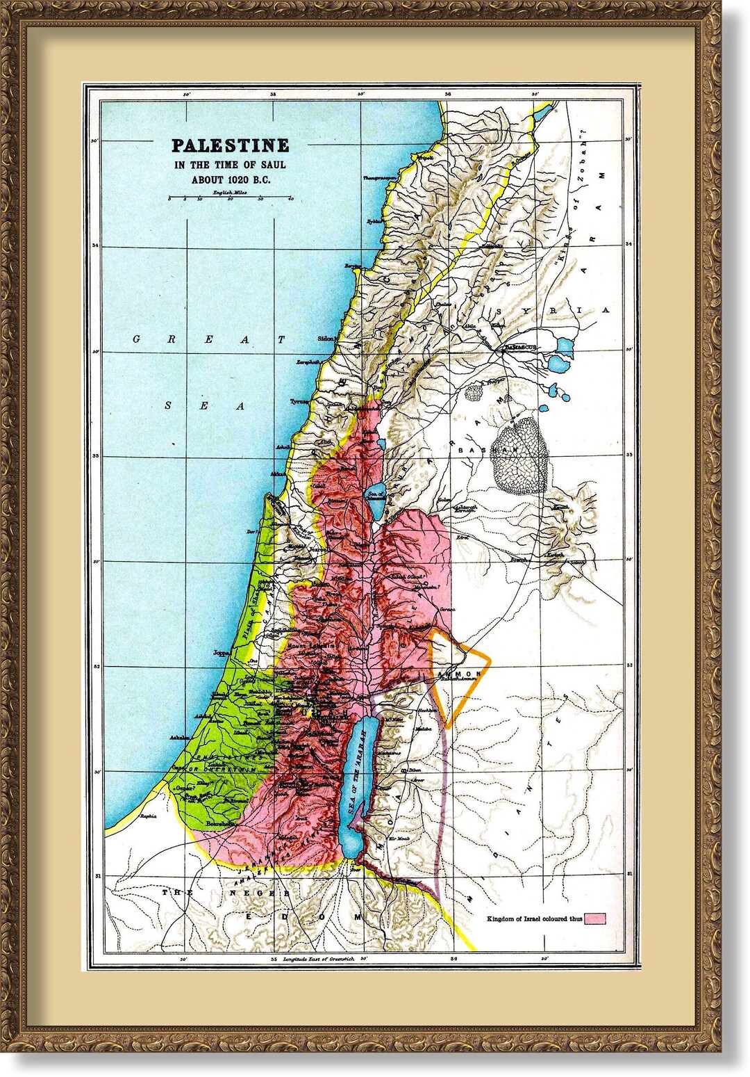 Map of Holy Land in the Time of KING SAUL 1020 Bc, POSTER Print - Etsy