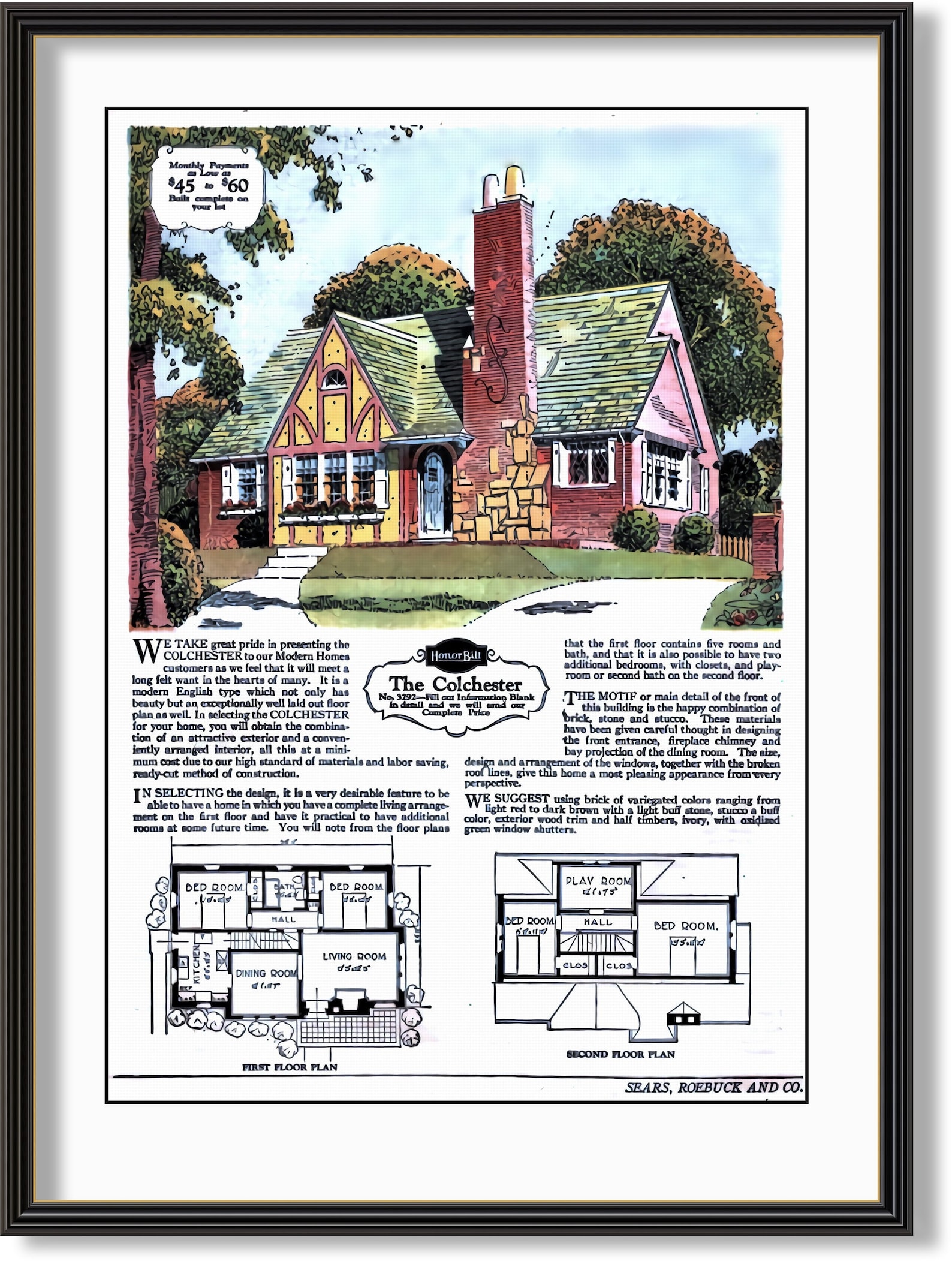 Sears COLCHESTER 1929, Modern English Type, Happy Combination of Brick ...