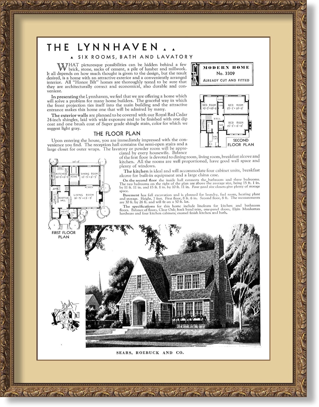 Sears LYNNHAVEN 1938 Picturesque 6 Room Home,graceful Front,attractive ...