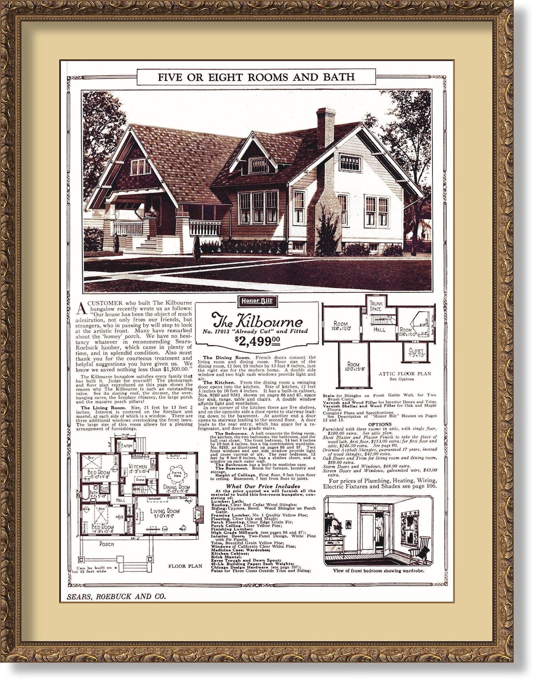 Sears Kilbourne 1925-1931 Bungalow, Homey Porch, Artistic Front, French ...