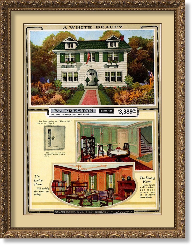 Sears PRESTON 1921 A White Beauty, Real COLONIAL House, Rustic Brick ...