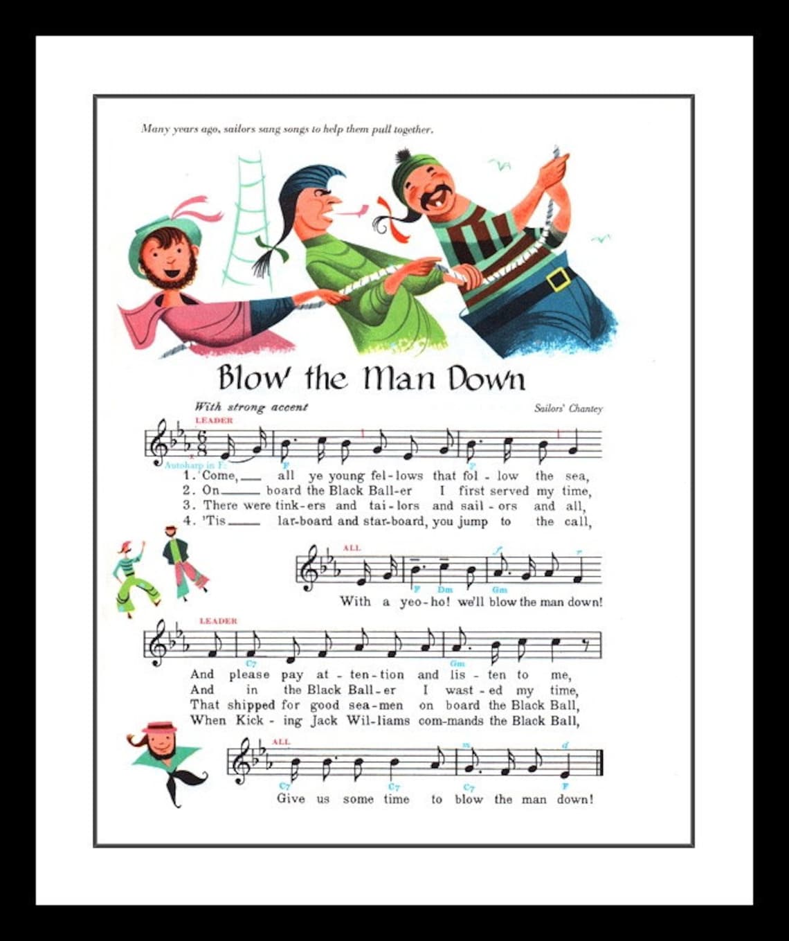 Blow the Man Down, Poster Print, Sailor's and Sea Shanty, From Original ...