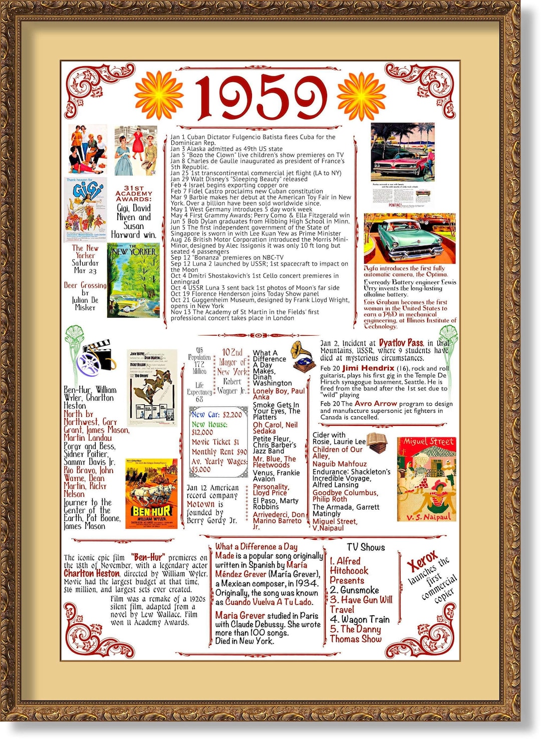 1959 Back in Time POSTER Print, 65 Birthday, Born 1959 Birthday Poster ...