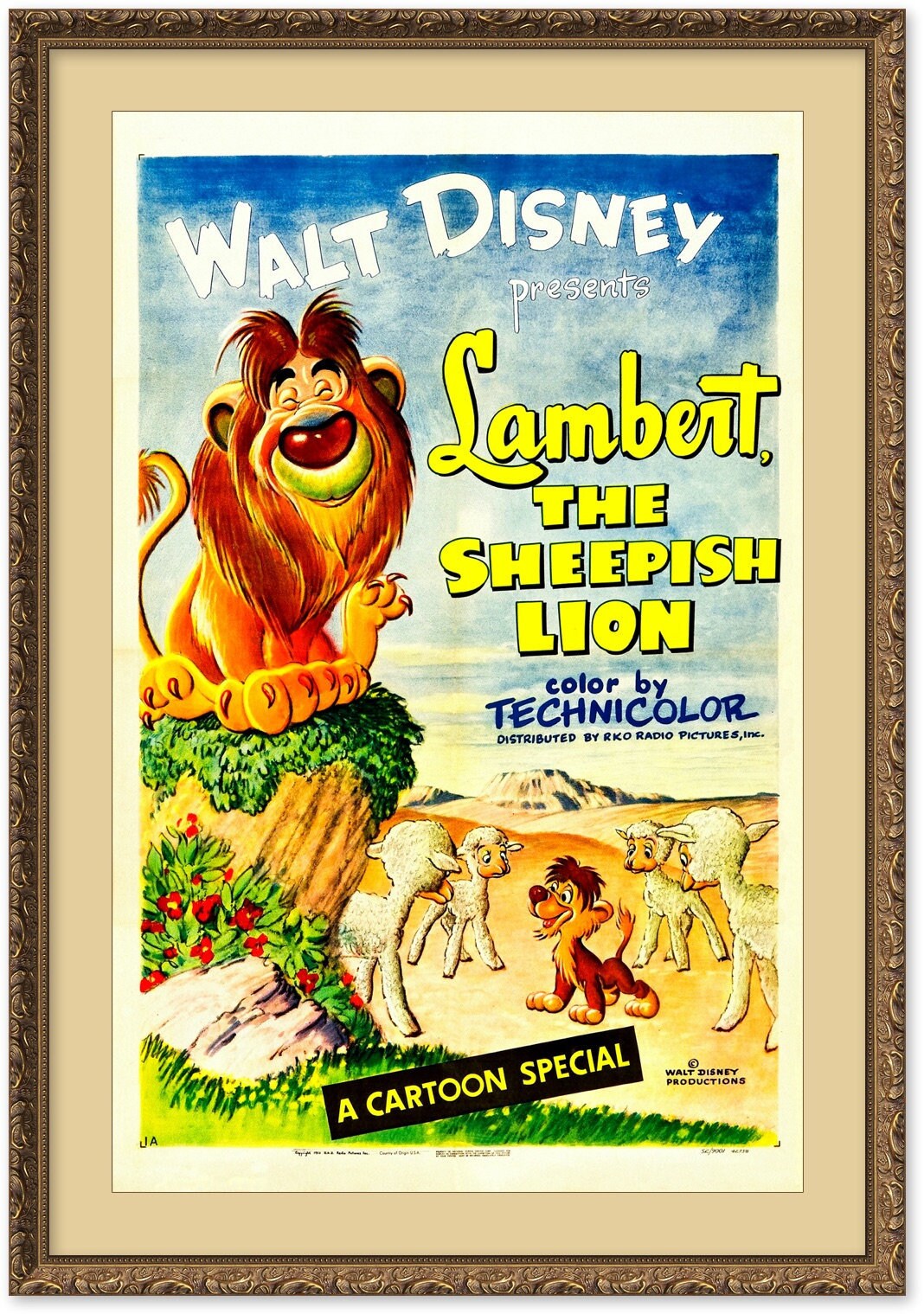 Lambert The Sheepish Lion Poster Print 1952 Walt Disney Cartoon Etsy