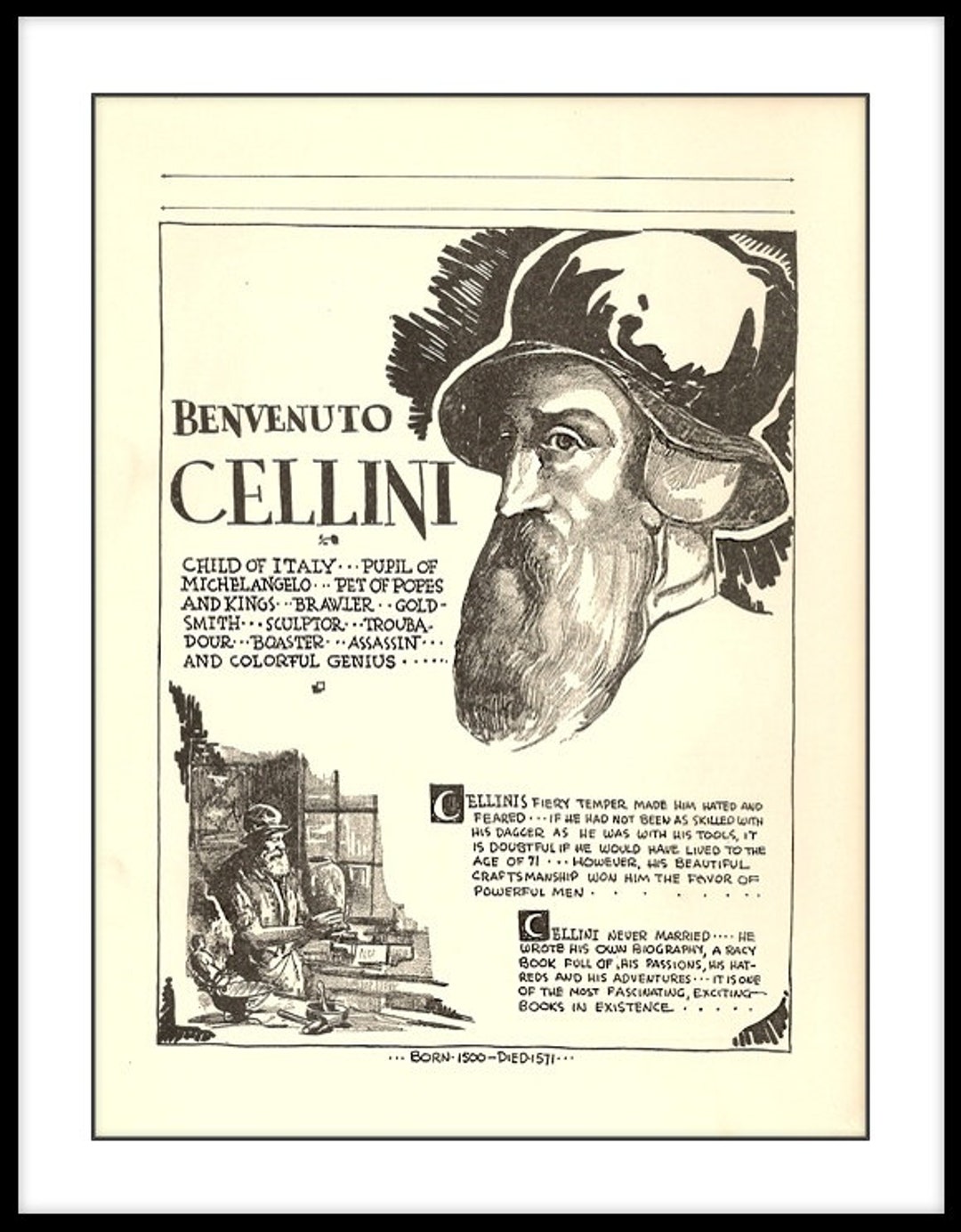 Benvenuto CELLINI, Italian Goldsmith, Sculptor, Assassin, Soldier ...