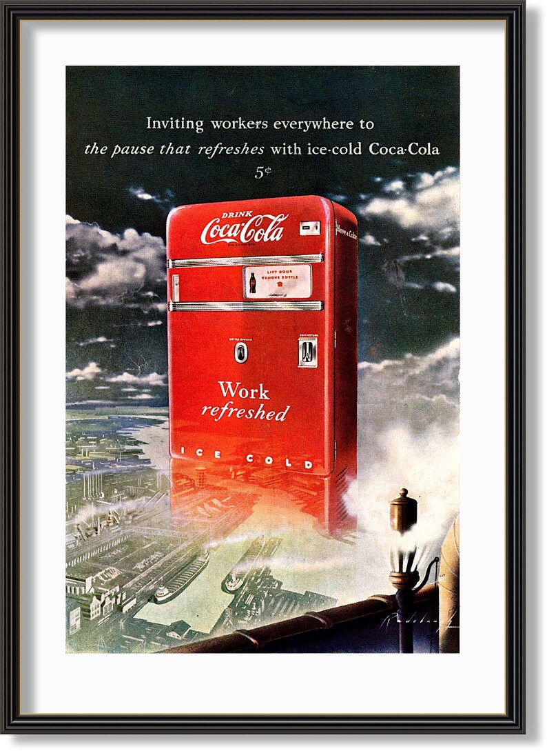 Coca Cola Red Vending Machine 1948, Have a Coke, Work Refreshed ...